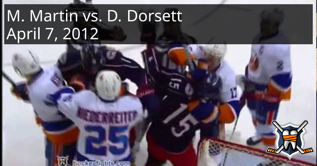 Matt Martin vs. Derek Dorsett, April 7, 2012 - New York Islanders vs ...