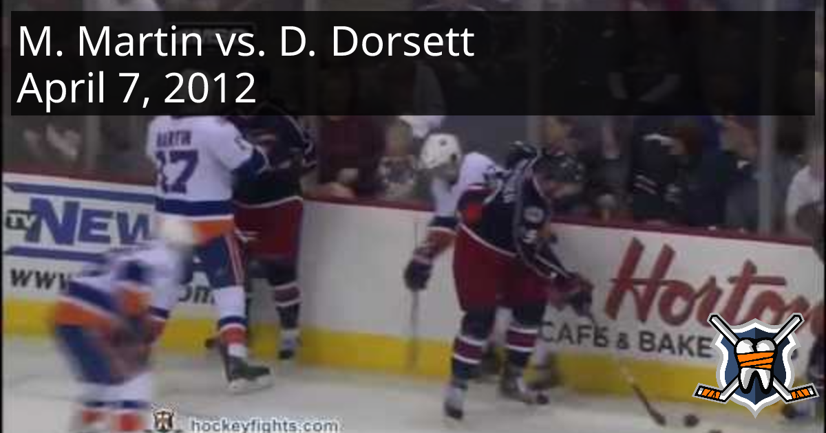 Matt Martin vs. Derek Dorsett, April 7, 2012 - New York Islanders vs ...