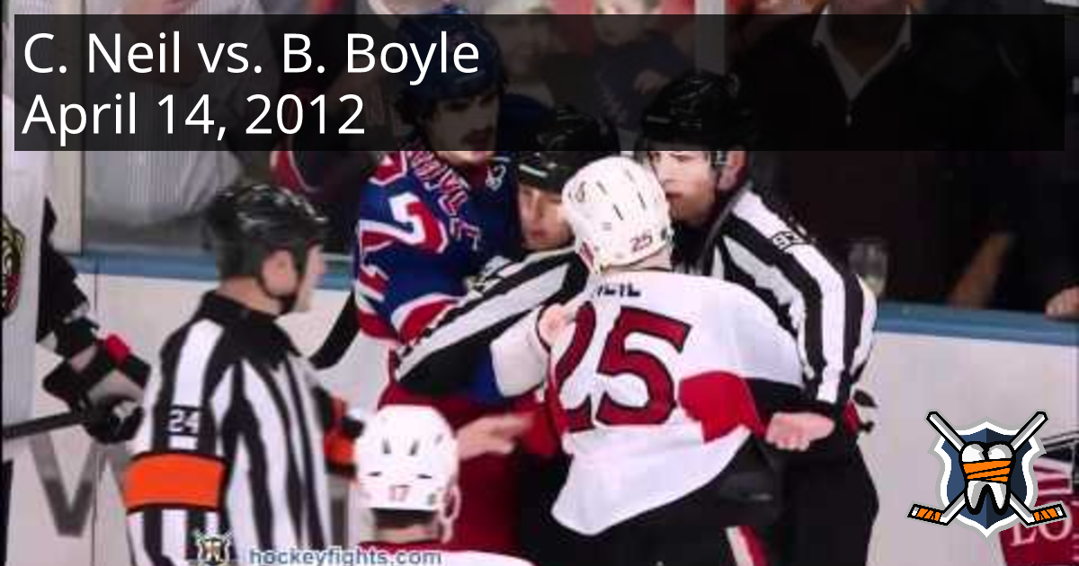 Chris Neil vs. Brian Boyle, April 14, 2012 - Ottawa Senators vs. New ...