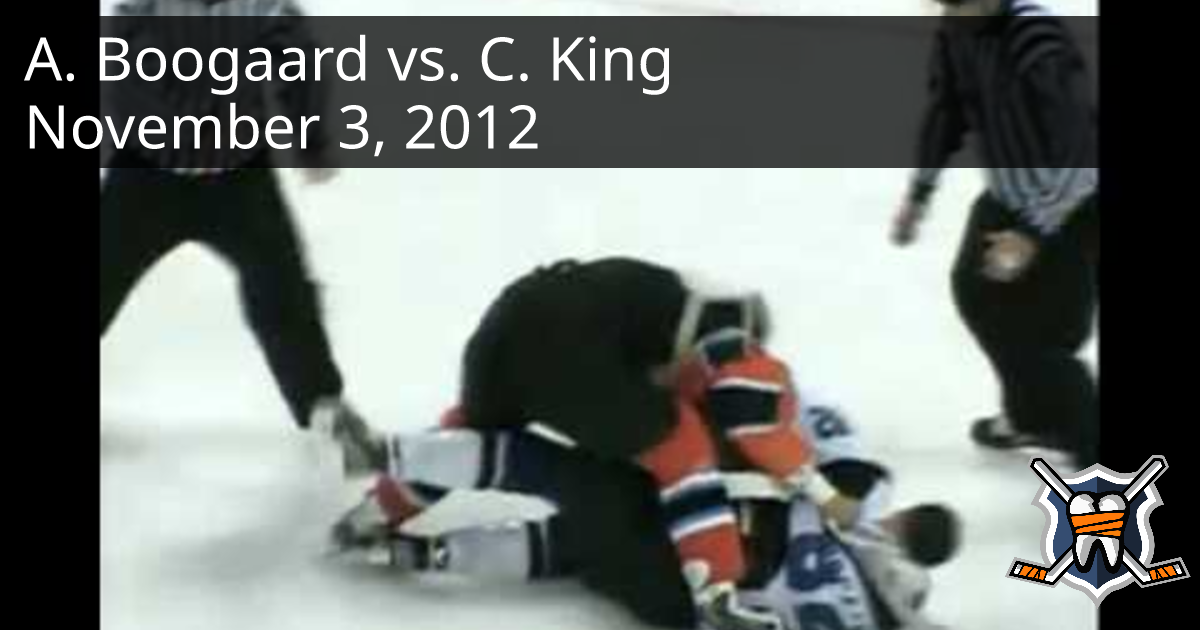 Aaron Boogaard vs. Colt King, November 3, 2012 - Wichita Thunder vs ...