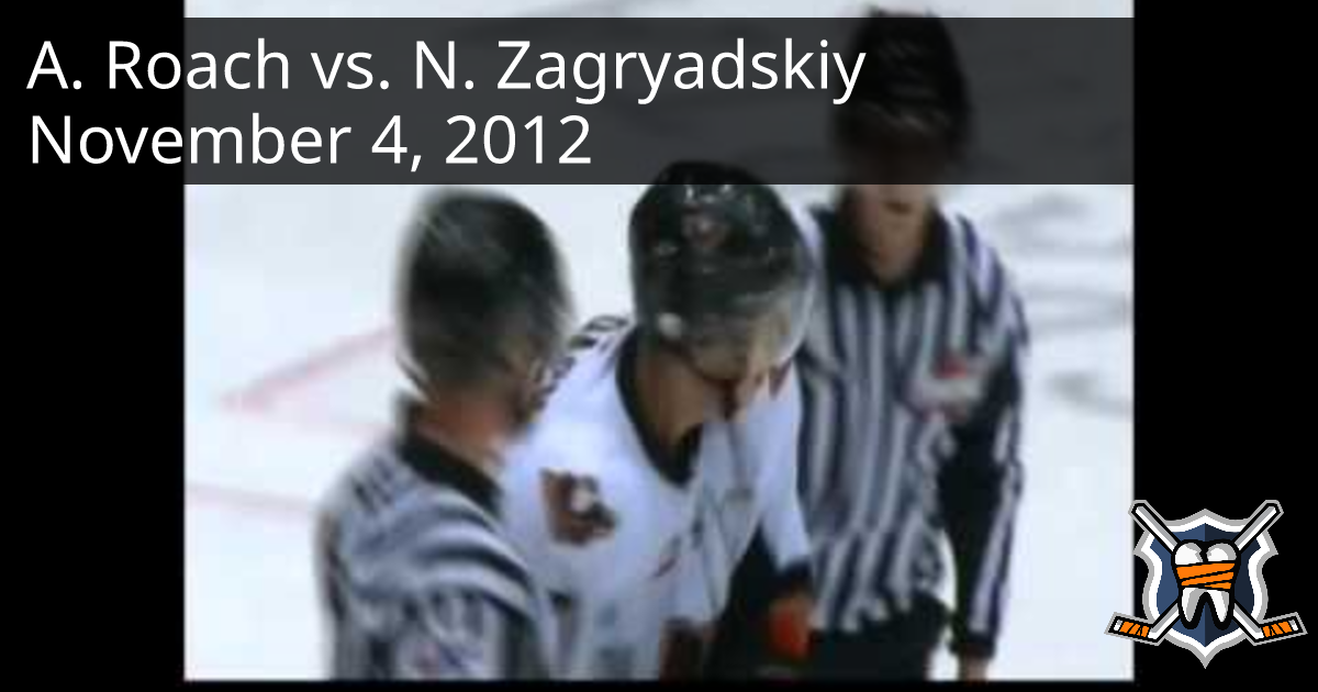Alex Roach vs. Nikita Zagryadskiy, November 4, 2012 - Calgary Hitmen vs. Moose Jaw Warriors ...