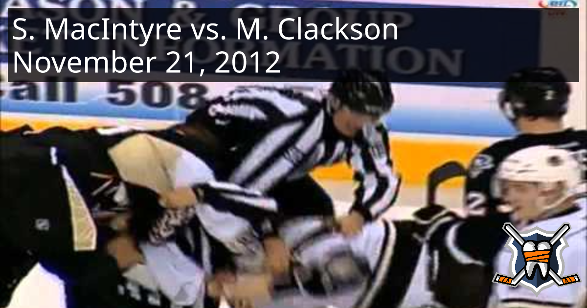 Steve MacIntyre vs. Matthew Clackson, November 21, 2012 - Wilkes-Barre ...