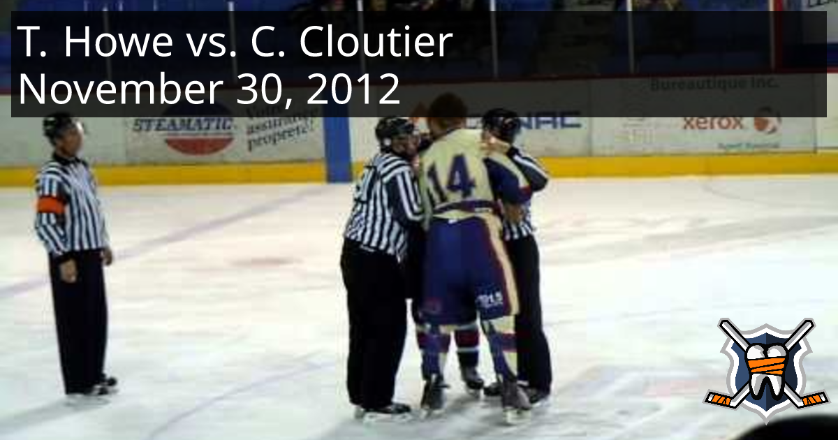 Tyler Howe vs. Chris Cloutier, November 30, 2012 - Cornwall River Kings ...