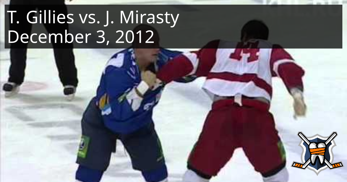 Trevor Gillies vs. Jon Mirasty, December 3, 2012 - Vityaz Chekhov vs ...