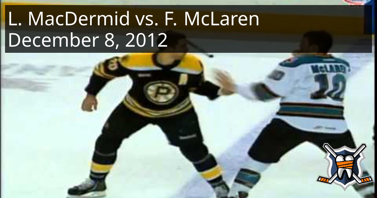 Lane MacDermid vs. Frazer McLaren, December 8, 2012 - Providence Bruins ...