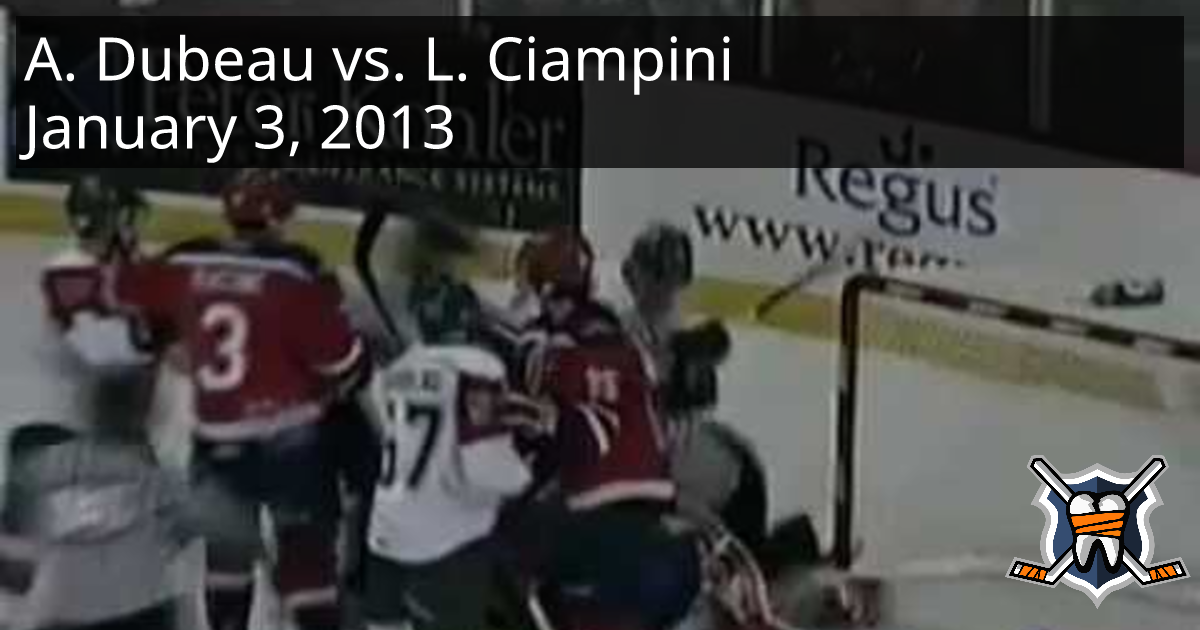 Alex Dubeau vs. Luca Ciampini, January 3, 2013 - Moncton Wildcats vs ...