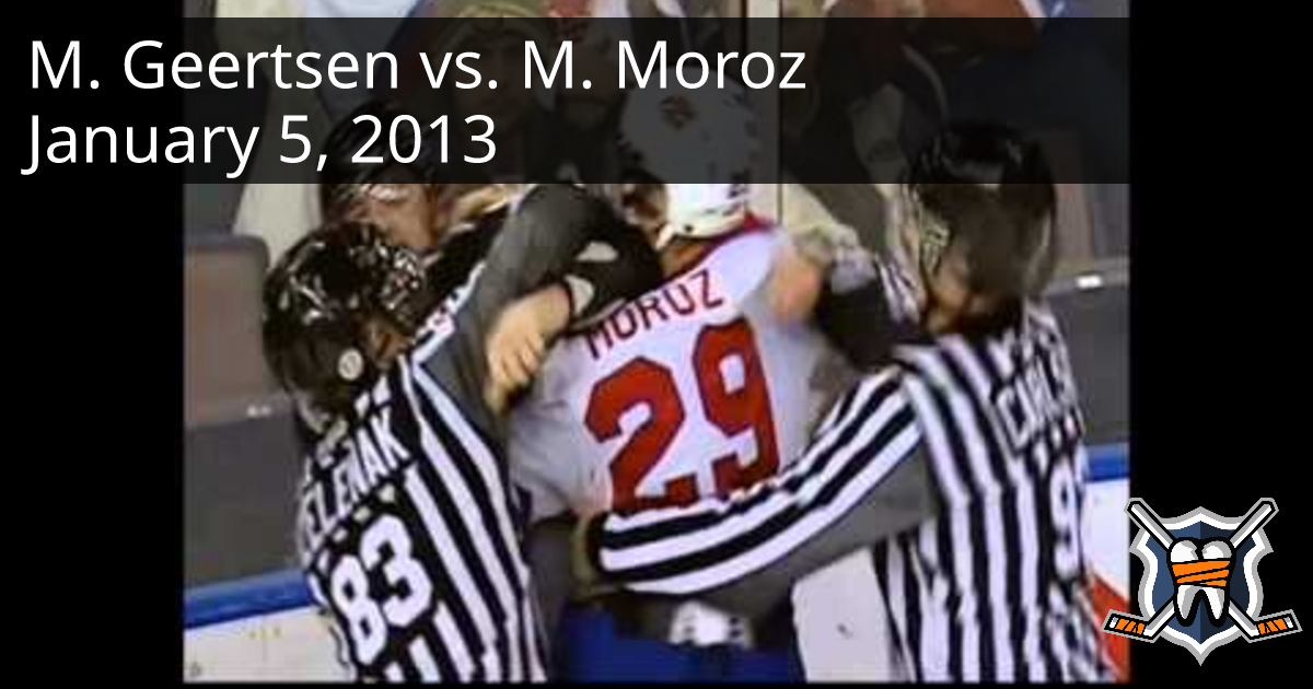 Mason Geertsen vs. Mitch Moroz, January 5, 2013 - Vancouver Giants vs ...