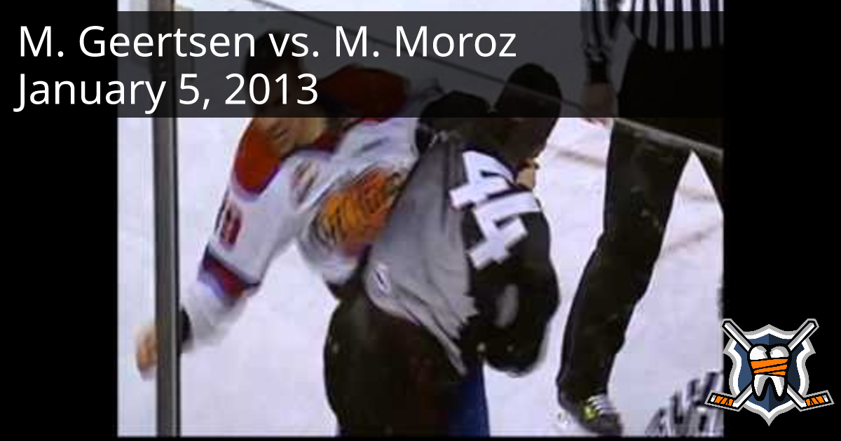 Mason Geertsen vs. Mitch Moroz, January 5, 2013 - Vancouver Giants vs ...