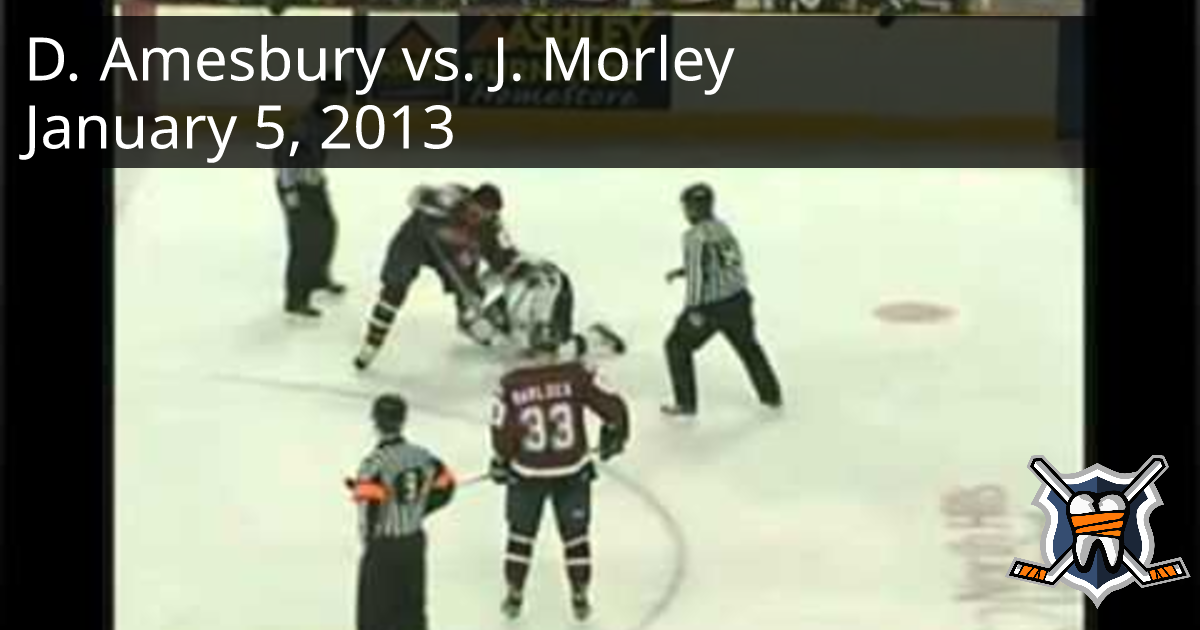 Daniel Amesbury vs. Jake Morley, January 5, 2013 - Tulsa Oilers vs ...