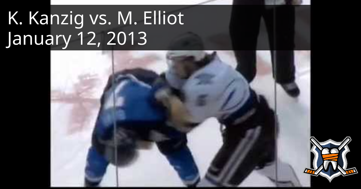 Keegan Kanzig vs. Mitch Elliot, January 12, 2013 - Victoria Royals vs ...