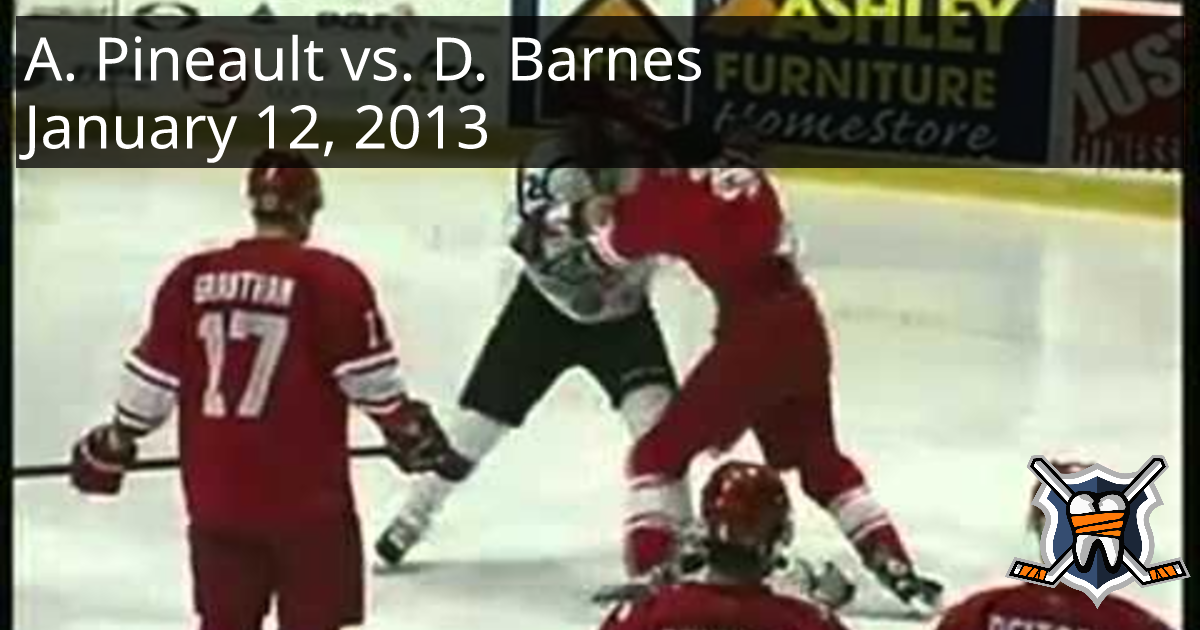 Adam Pineault vs. Daniel Barnes, January 12, 2013 - Allen Americans vs ...