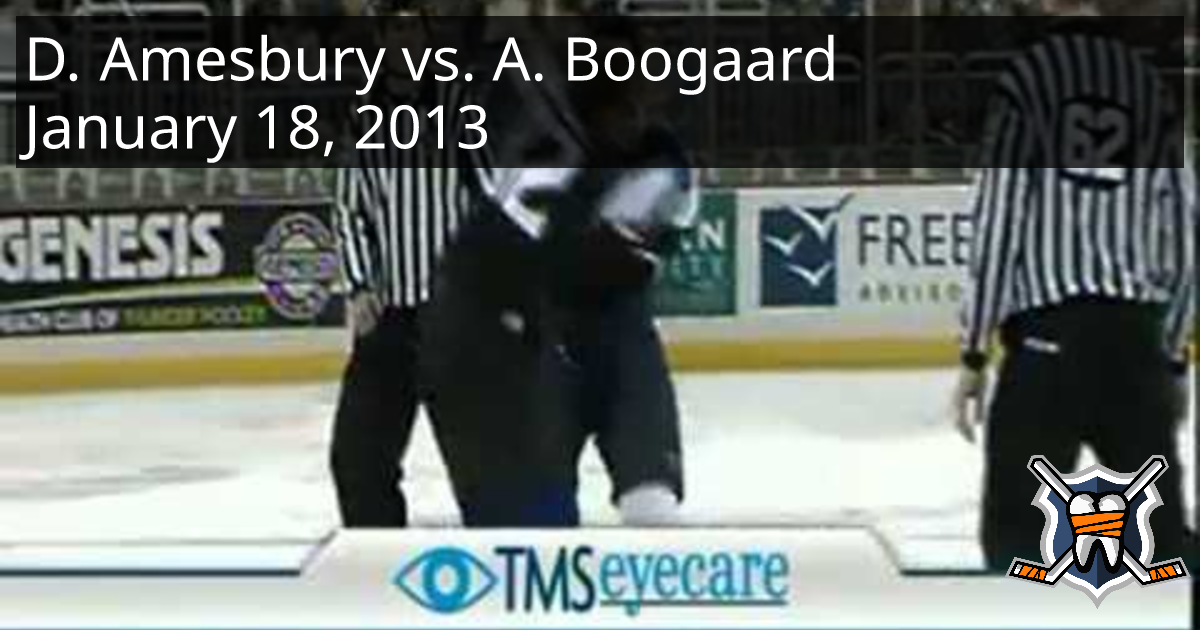 Daniel Amesbury vs. Aaron Boogaard, January 18, 2013 - Tulsa Oilers vs ...