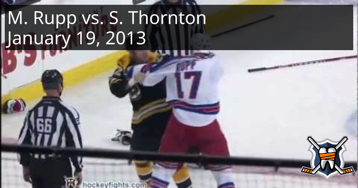 Michael Rupp vs. Shawn Thornton, January 19, 2013 - New York Rangers vs ...