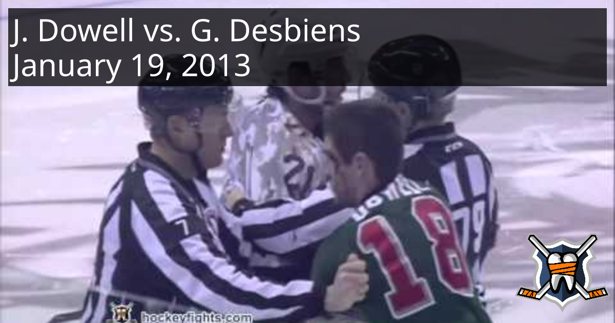 Jake Dowell vs. Guillaume Desbiens, January 19, 2013 - Houston Aeros vs ...