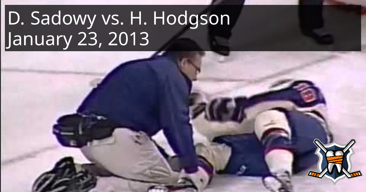 Dylan Sadowy vs. Hayden Hodgson, January 23, 2013 - Saginaw Spirit vs ...
