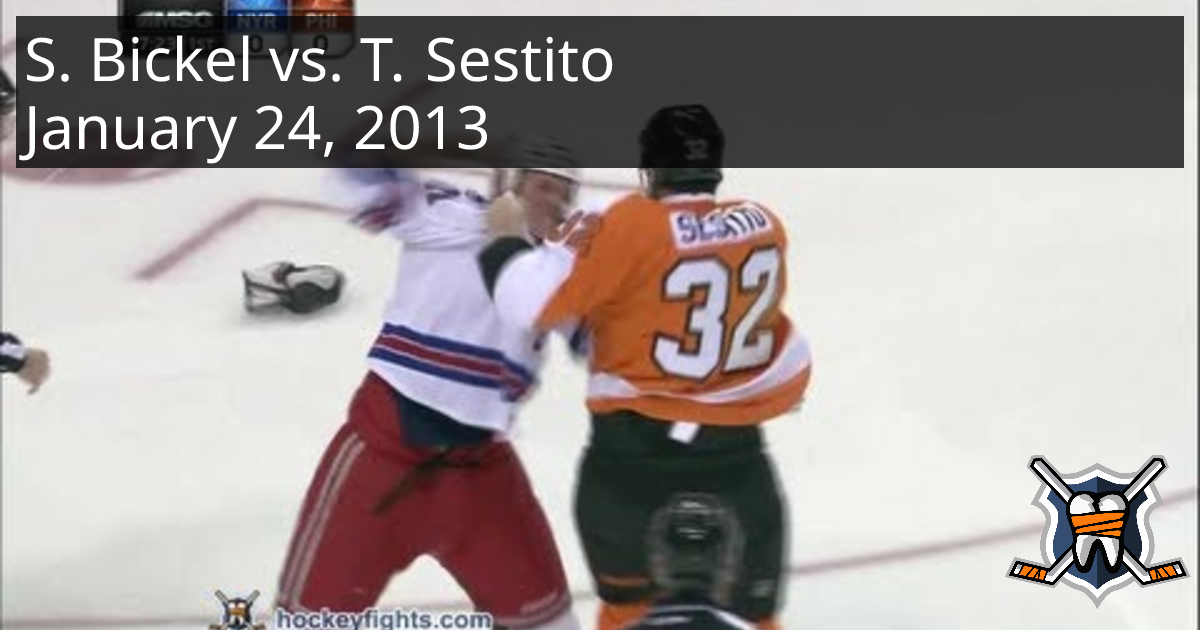 Stu Bickel vs. Tom Sestito, January 24, 2013 - New York Rangers vs ...