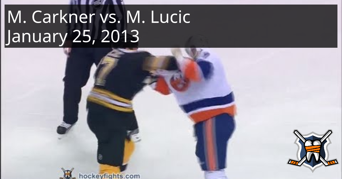Matt Carkner vs. Milan Lucic, January 25, 2013 - New York Islanders vs ...