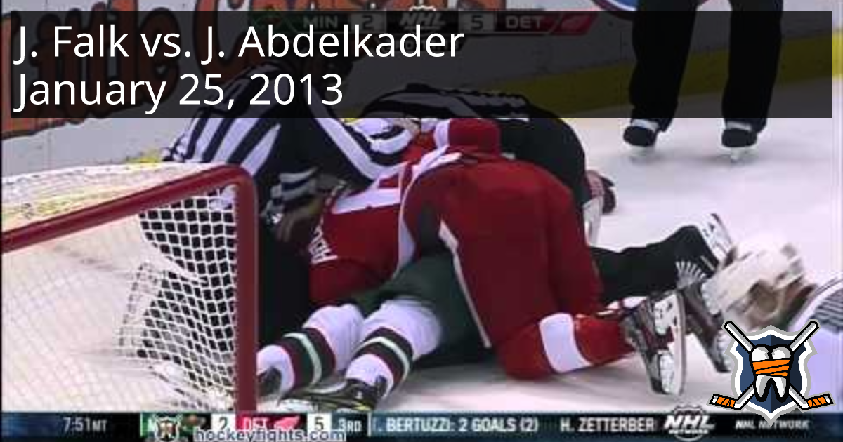 Justin Falk vs. Justin Abdelkader, January 25, 2013 - Minnesota Wild vs ...