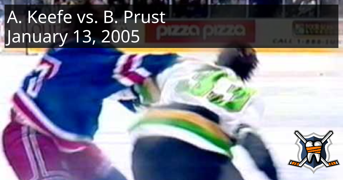 Adam Keefe vs. Brandon Prust, January 13, 2005 - Kitchener Rangers vs ...