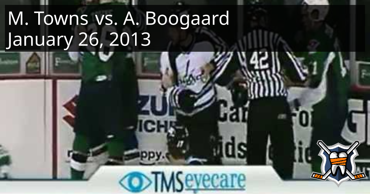 Mike Towns vs. Aaron Boogaard, January 26, 2013 - Denver Cutthroats vs ...