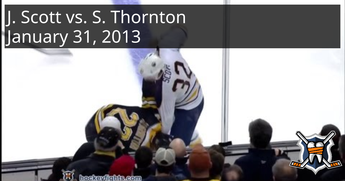 John Scott vs. Shawn Thornton, January 31, 2013 - Buffalo Sabres vs. Boston Bruins | HockeyFights