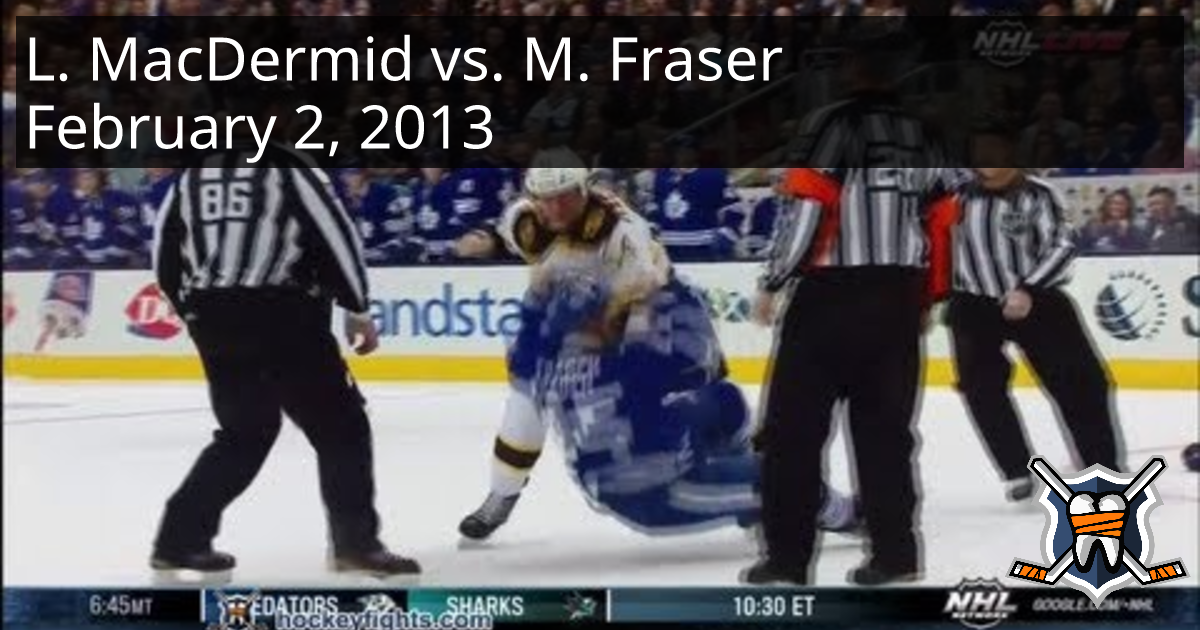 Lane MacDermid vs. Mark Fraser, February 2, 2013 - Boston Bruins vs ...