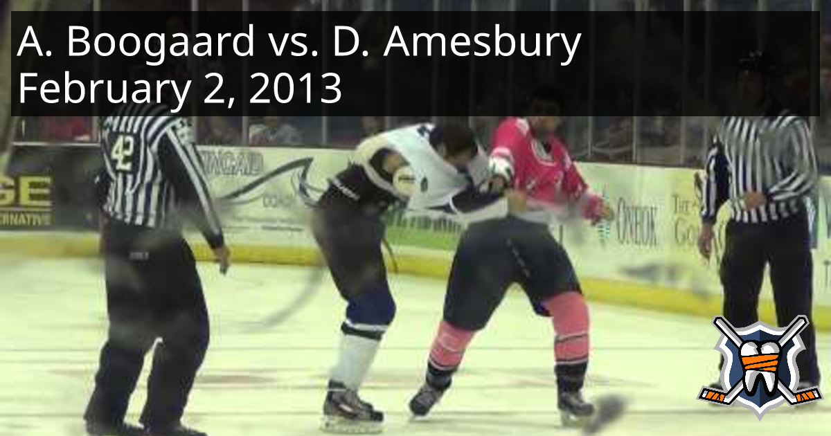 Aaron Boogaard vs. Daniel Amesbury, February 2, 2013 - Wichita Thunder ...