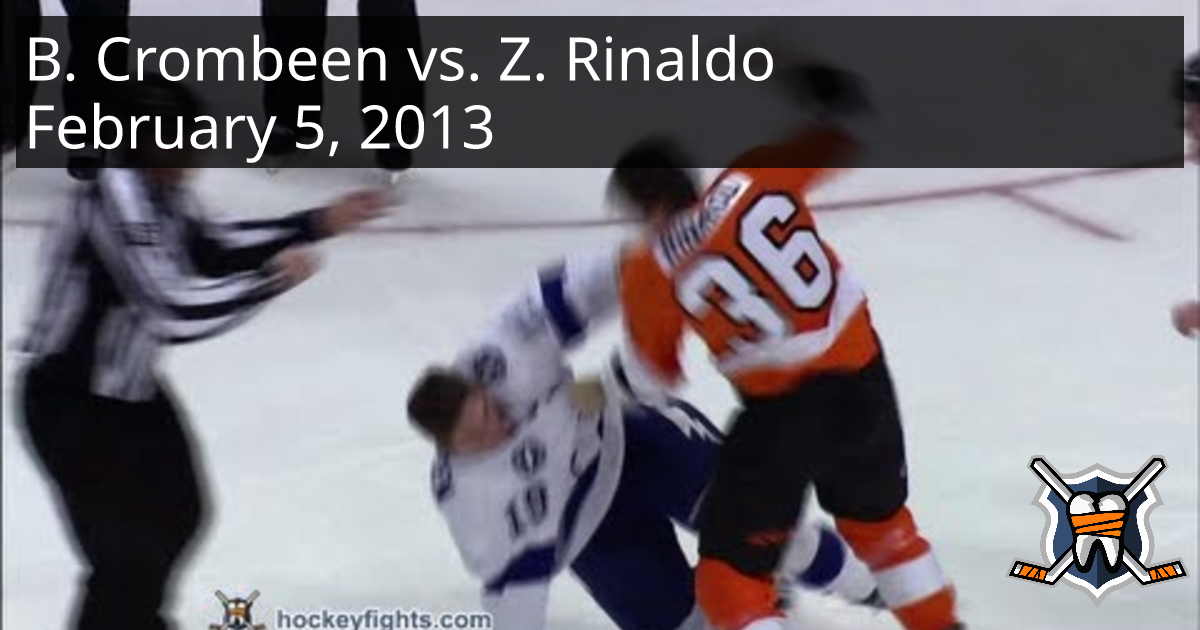 B.J. Crombeen vs. Zac Rinaldo, February 5, 2013 - Tampa Bay Lightning ...
