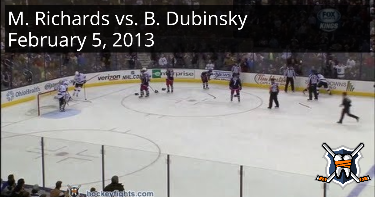 Mike Richards vs. Brandon Dubinsky, February 5, 2013 - Los Angeles ...