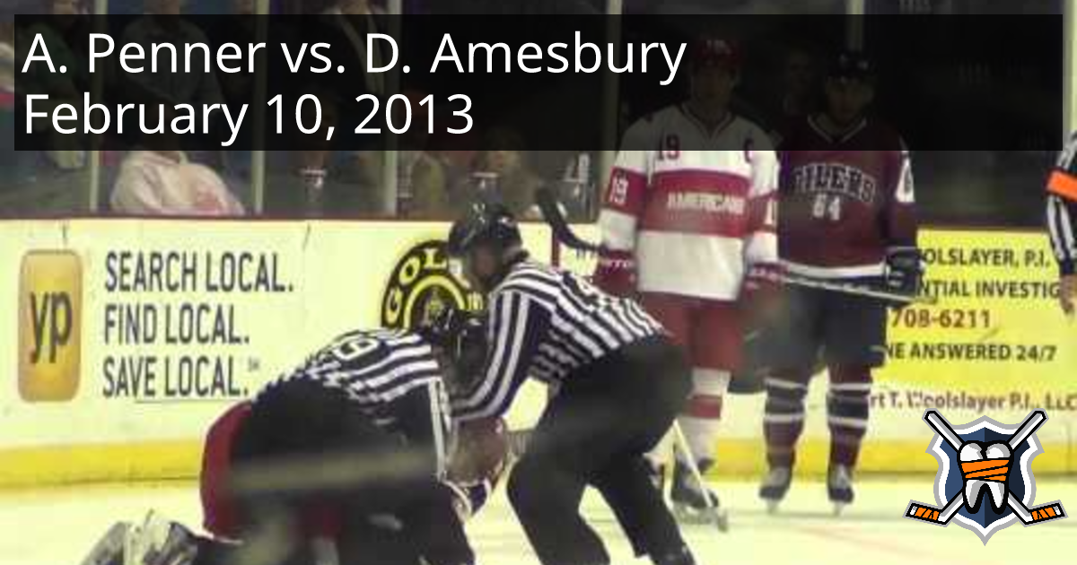 Alex Penner vs. Daniel Amesbury, February 10, 2013 - Allen Americans vs ...