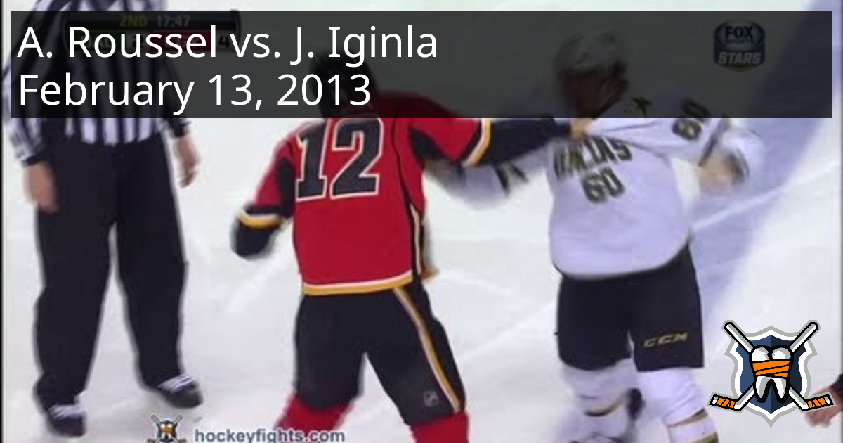 Antoine Roussel vs. Jarome Iginla, February 13, 2013 - Dallas Stars vs ...
