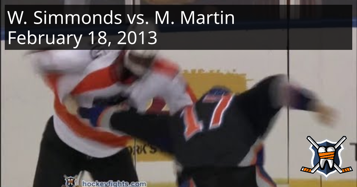Wayne Simmonds vs. Matt Martin, February 18, 2013 - Philadelphia Flyers ...