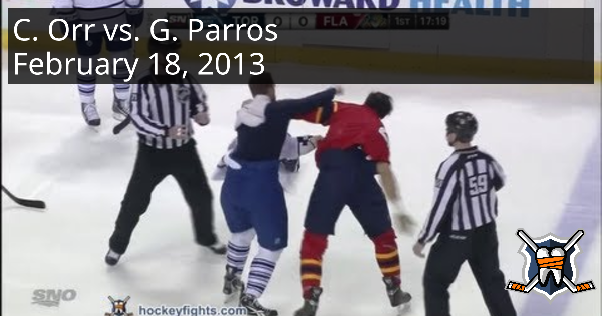 Colton Orr vs. George Parros, February 18, 2013 - Toronto Maple Leafs ...