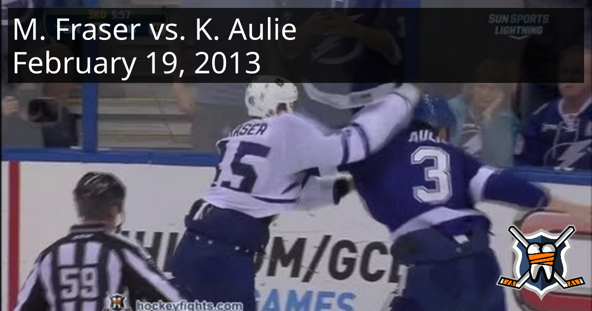 Mark Fraser vs. Keith Aulie, February 19, 2013 - Toronto Maple Leafs vs ...
