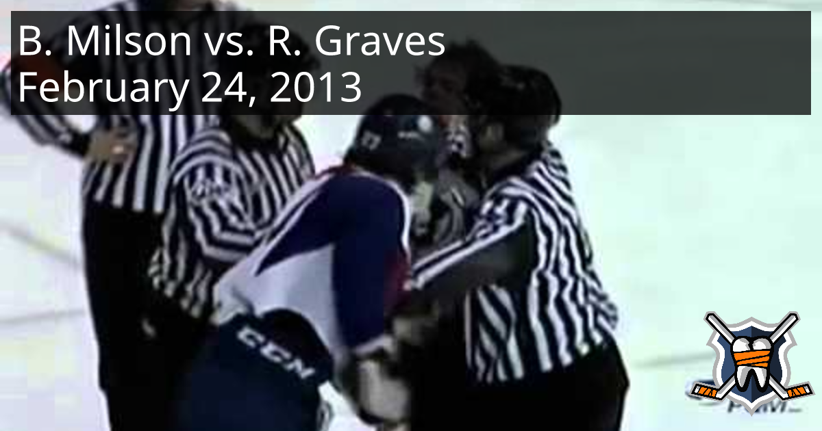 Bryce Milson vs. Ryan Graves, February 24, 2013 - Cape Breton Eagles vs ...