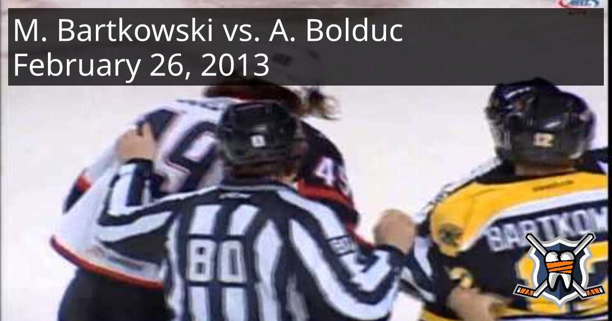 Matt Bartkowski vs. Alexandre Bolduc, February 26, 2013 - Providence ...
