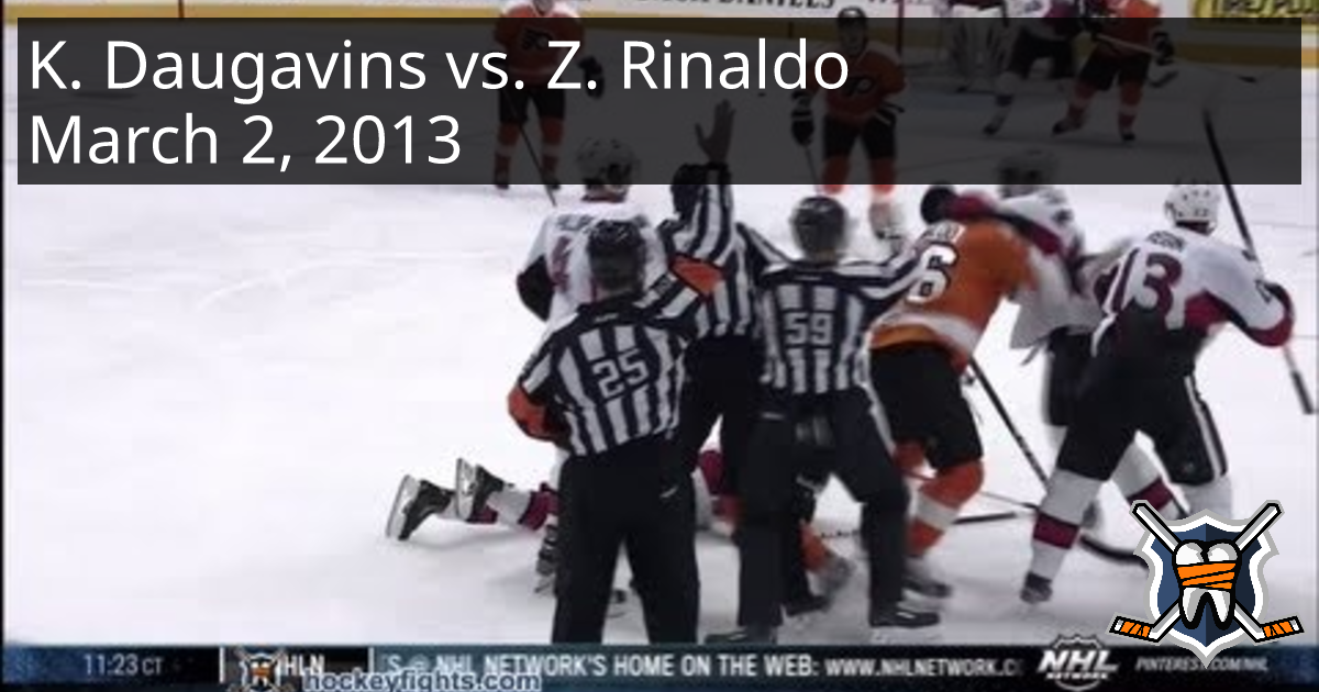 Kaspars Daugavins vs. Zac Rinaldo, March 2, 2013 - Ottawa Senators vs ...