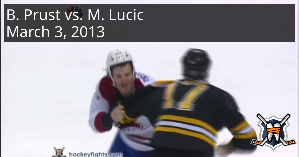 Brandon Prust vs. Milan Lucic, March 3, 2013 - Montreal Canadiens vs ...