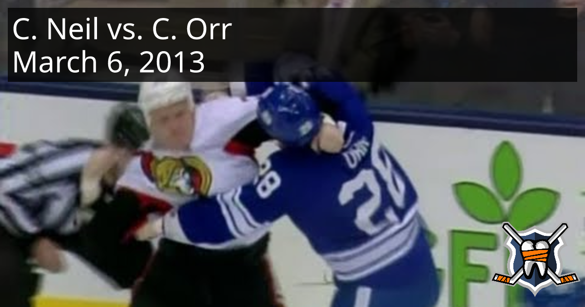 Chris Neil vs. Colton Orr, March 6, 2013 - Ottawa Senators vs. Toronto ...