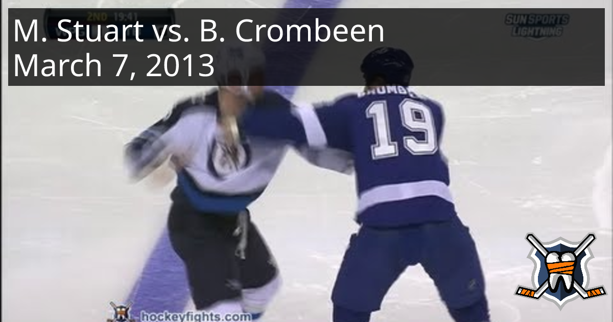 Mark Stuart vs. B.J. Crombeen, March 7, 2013 - Winnipeg Jets vs. Tampa ...