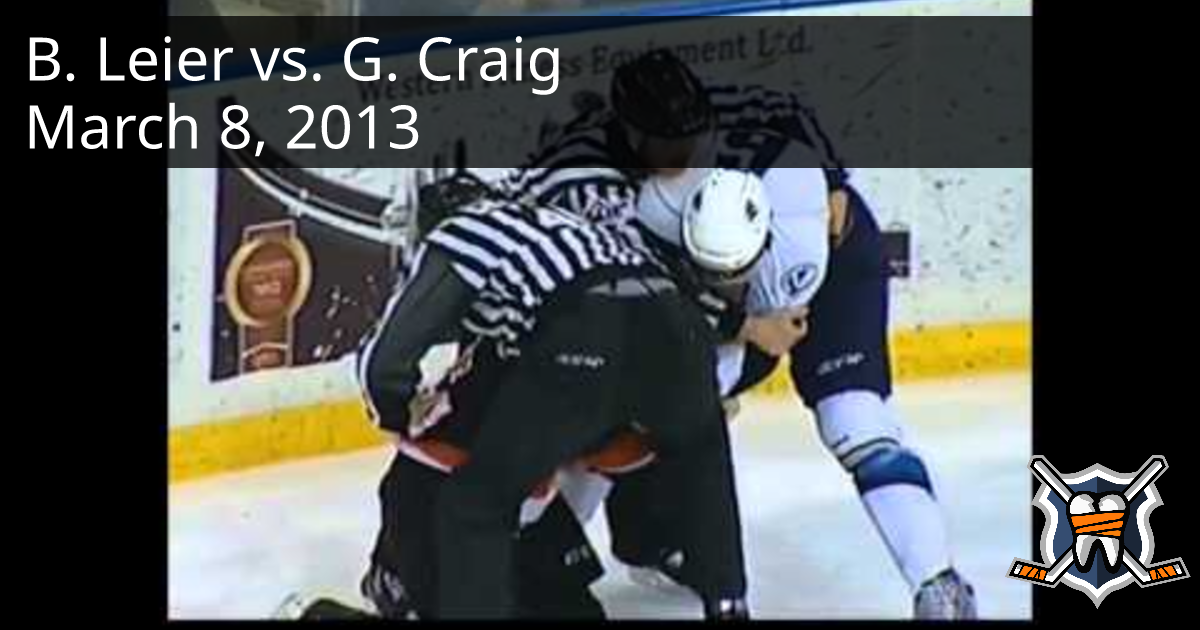 Boston Leier vs. Graeme Craig, March 8, 2013 - Medicine Hat Tigers vs ...