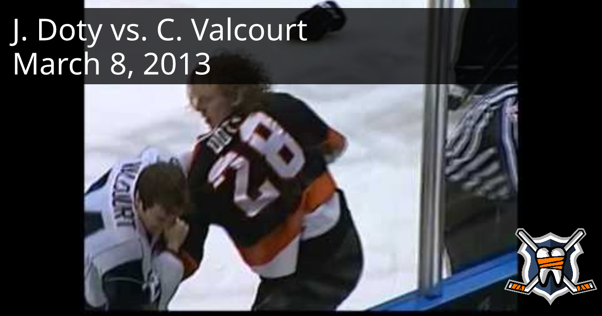 Jacob Doty vs. Collin Valcourt, March 8, 2013 - Medicine Hat Tigers vs ...