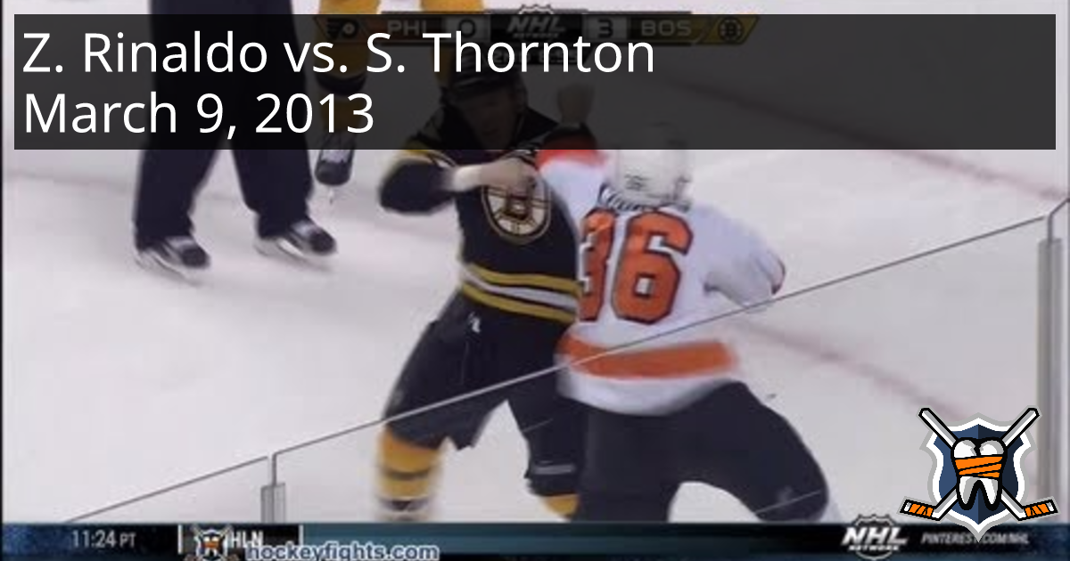 Zac Rinaldo vs. Shawn Thornton, March 9, 2013 - Philadelphia Flyers vs ...