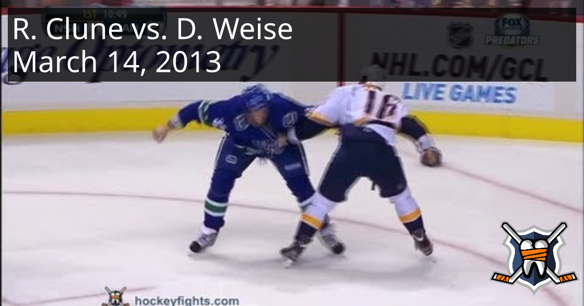 Richard Clune vs. Dale Weise, March 14, 2013 - Nashville Predators vs ...