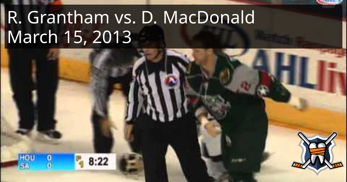 Ryley Grantham vs. David MacDonald, March 15, 2013 - Houston Aeros vs ...