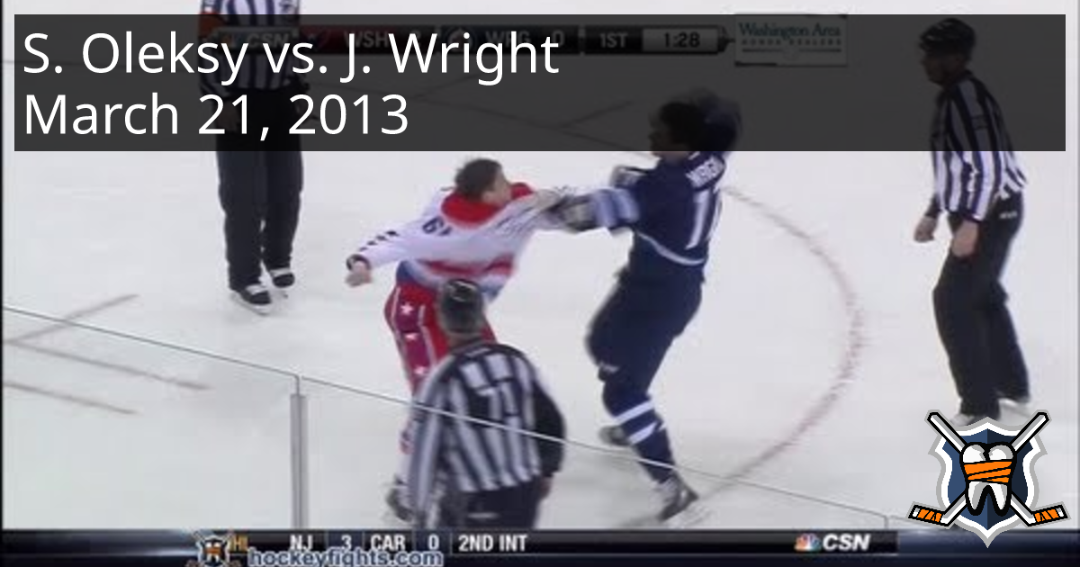 Steven Oleksy vs. James Wright, March 21, 2013 - Washington Capitals vs ...