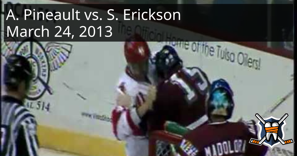 Adam Pineault vs. Sean Erickson, March 24, 2013 - Allen Americans vs ...