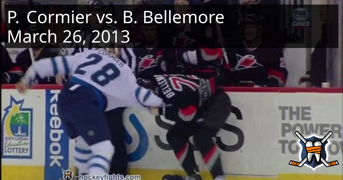 Patrice Cormier vs. Brett Bellemore, March 26, 2013 - Winnipeg Jets vs ...