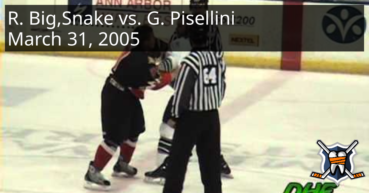 Robin Big Snake vs. Gino Pisellini, March 31, 2005 - Owen Sound Attack ...
