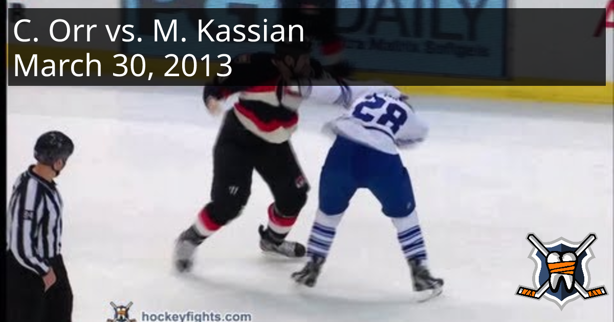 Colton Orr vs. Matt Kassian, March 30, 2013 - Toronto Maple Leafs vs ...